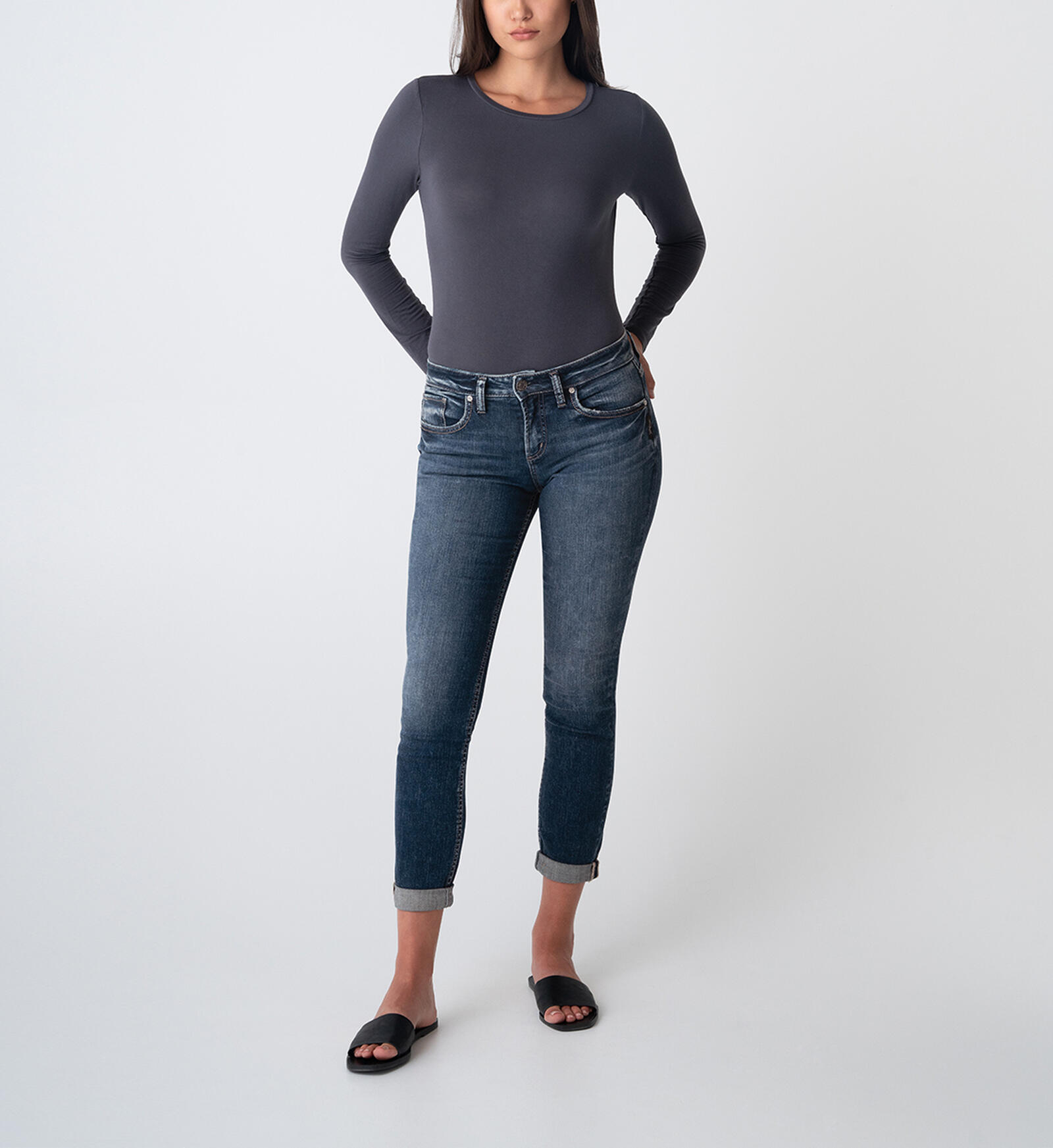 Buy Boyfriend Mid Rise Slim Leg Jeans for USD 89.00 | Silver Jeans US New