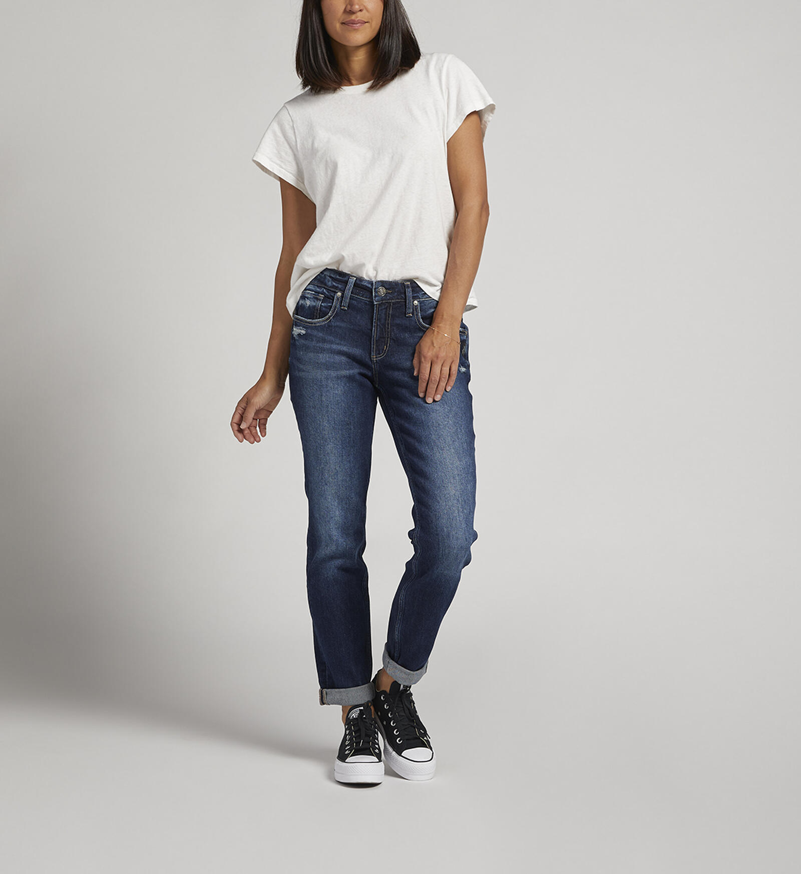 Buy Boyfriend Mid Rise Slim Leg Jeans for USD 39.00 | Silver Jeans US New