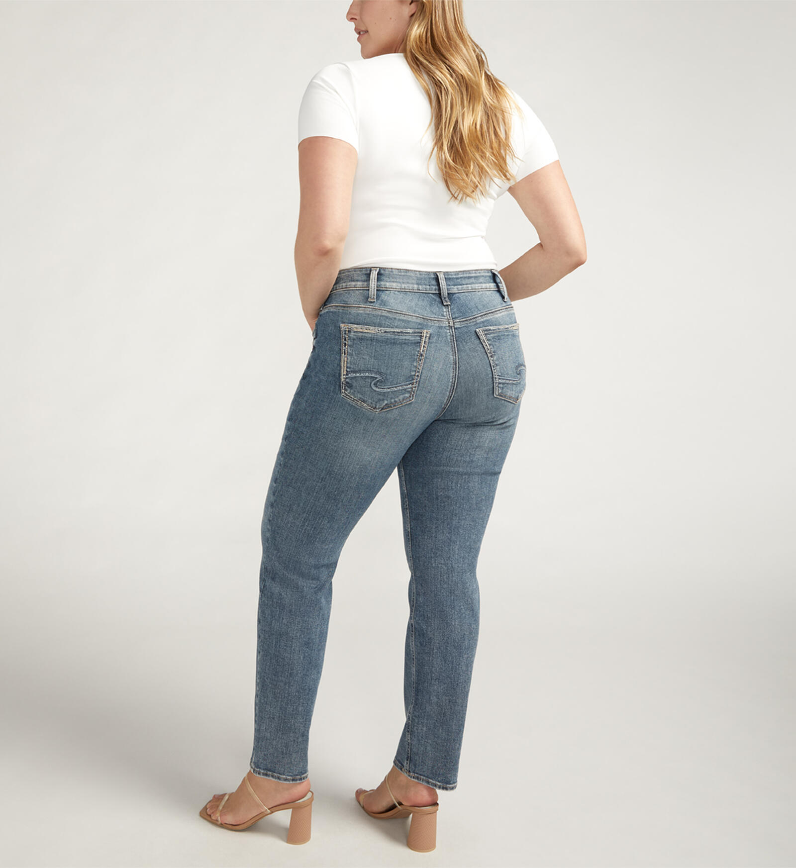 Buy Suki Mid Rise Straight Leg Jeans Plus Size for USD 42.00 | Silver ...