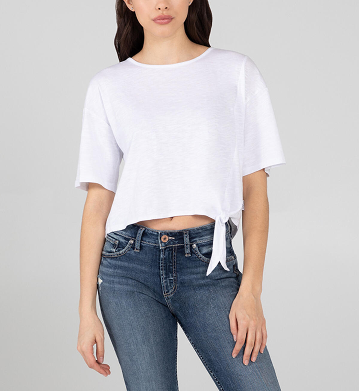 Buy Slub Jersey Tie Front Tee for USD 12.00 | Silver Jeans US New