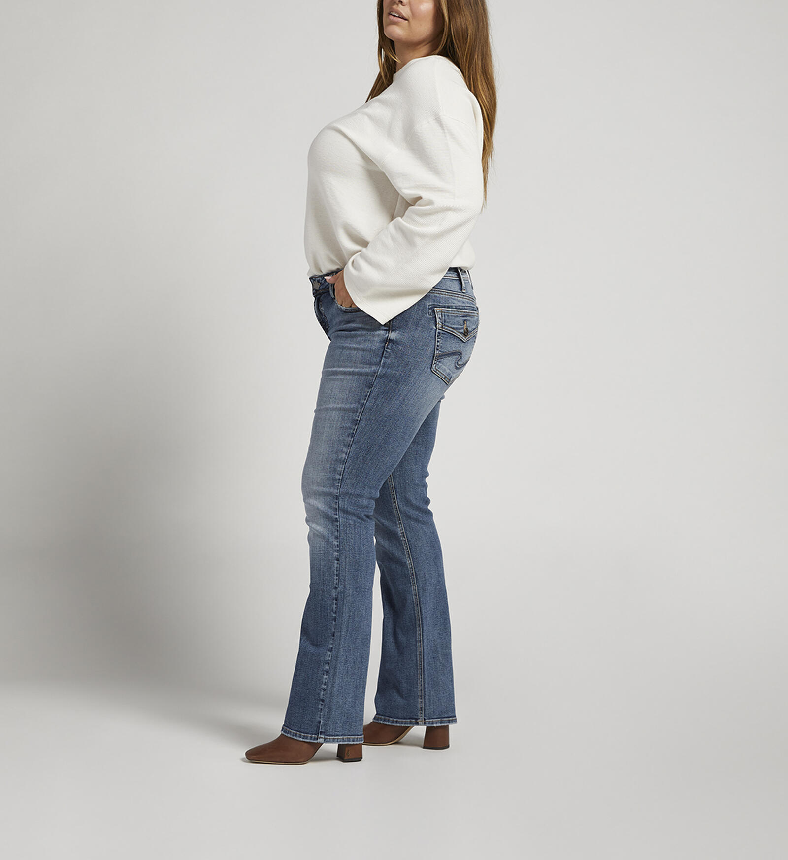 Buy Britt Low Rise Slim Bootcut Jeans Plus Size for USD 88.00 | Silver ...