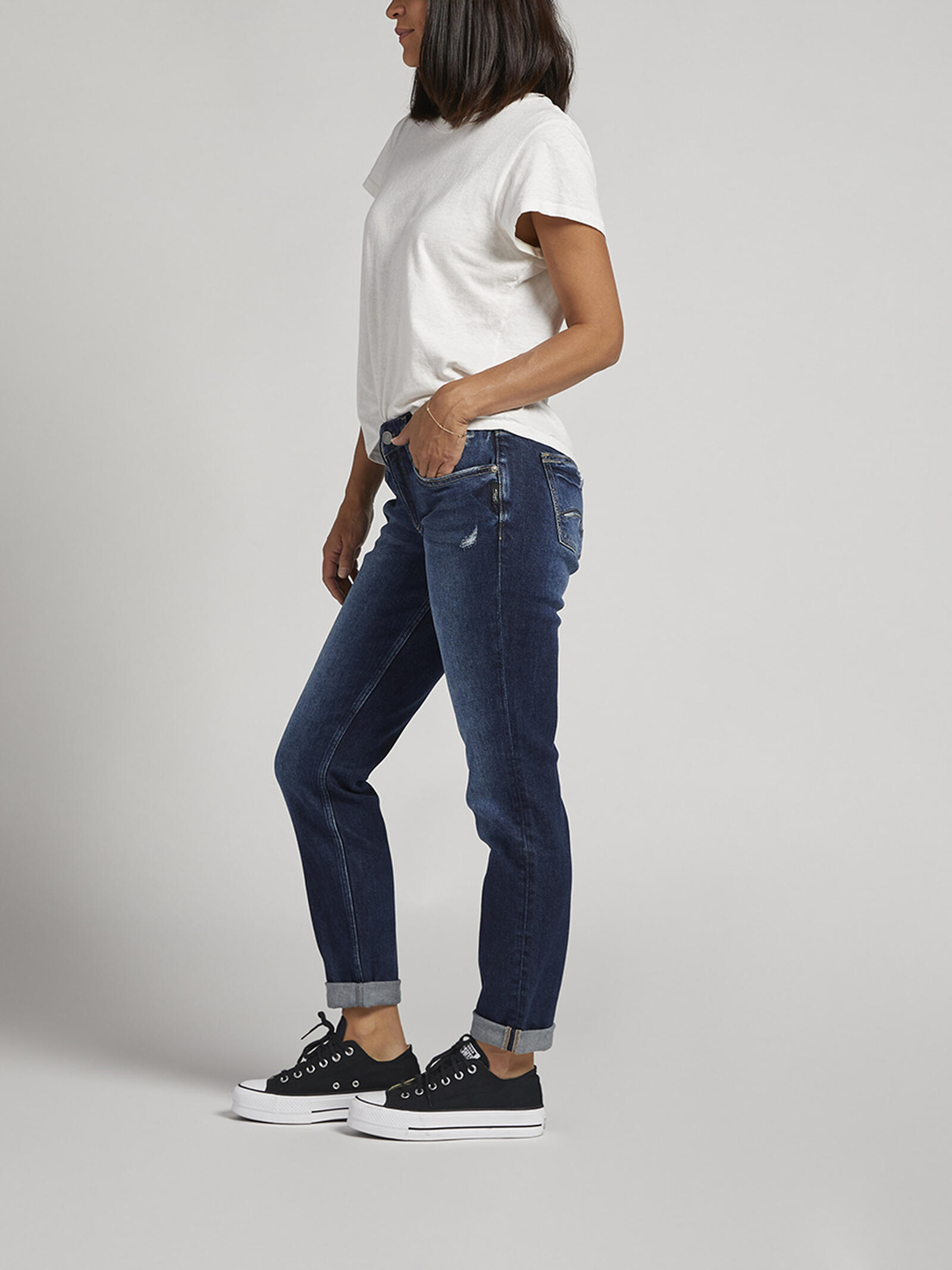 Buy Boyfriend Mid Rise Slim Leg Jeans for USD 39.00 | Silver Jeans
