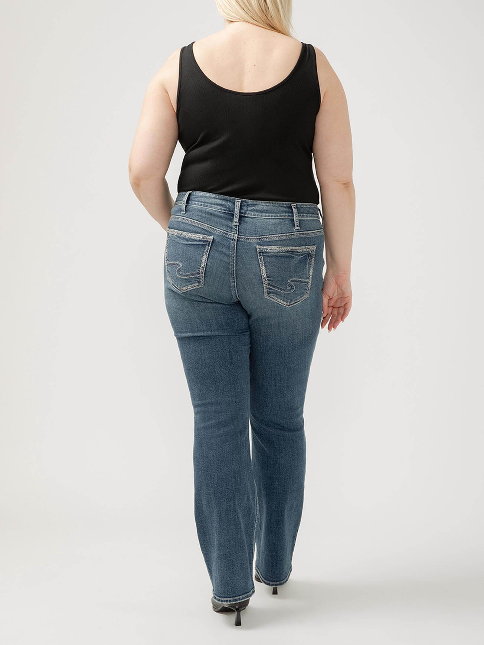 Buy Suki Mid Rise Slim Bootcut Jeans Plus Size for USD 50.00 | Silver ...