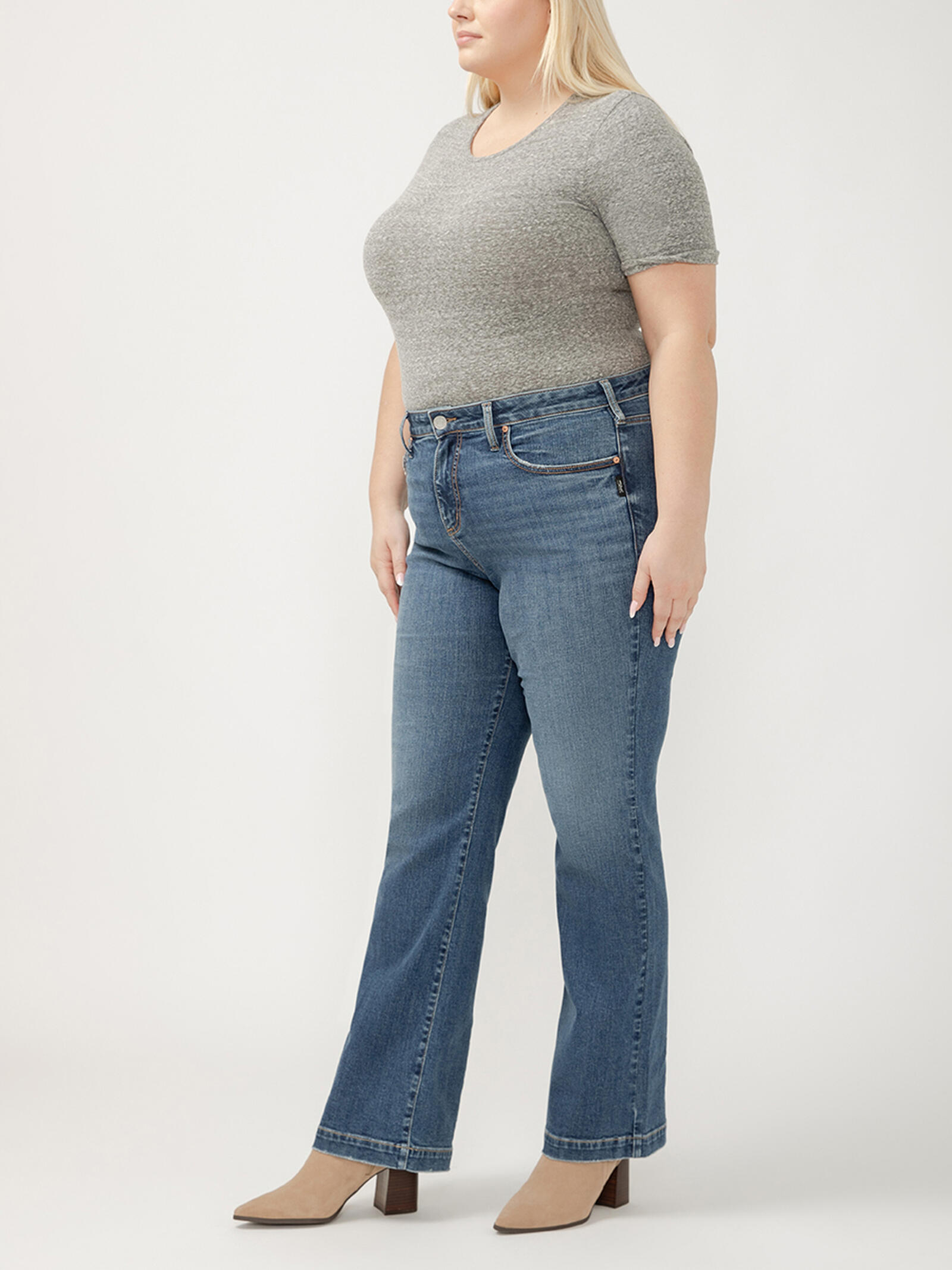 Buy Avery High Rise Trouser Leg Jeans Plus Size for USD 98.00 | Silver ...