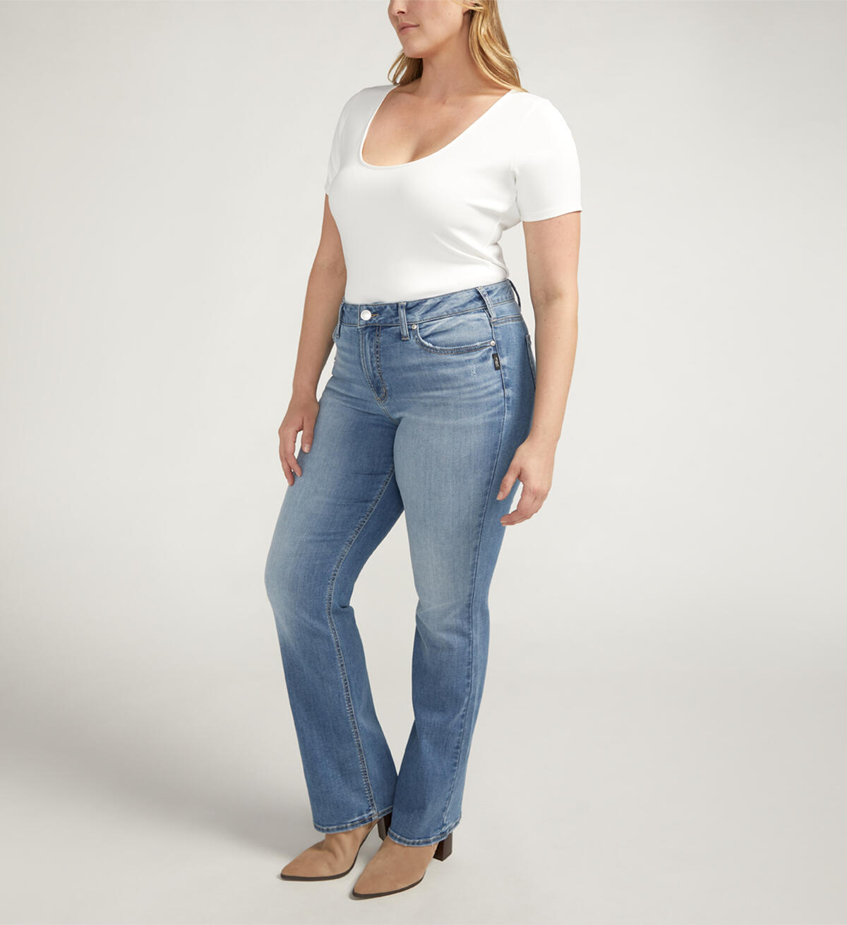 Buy Suki Mid Rise Slim Bootcut Jeans Plus Size For Usd 4400 Silver