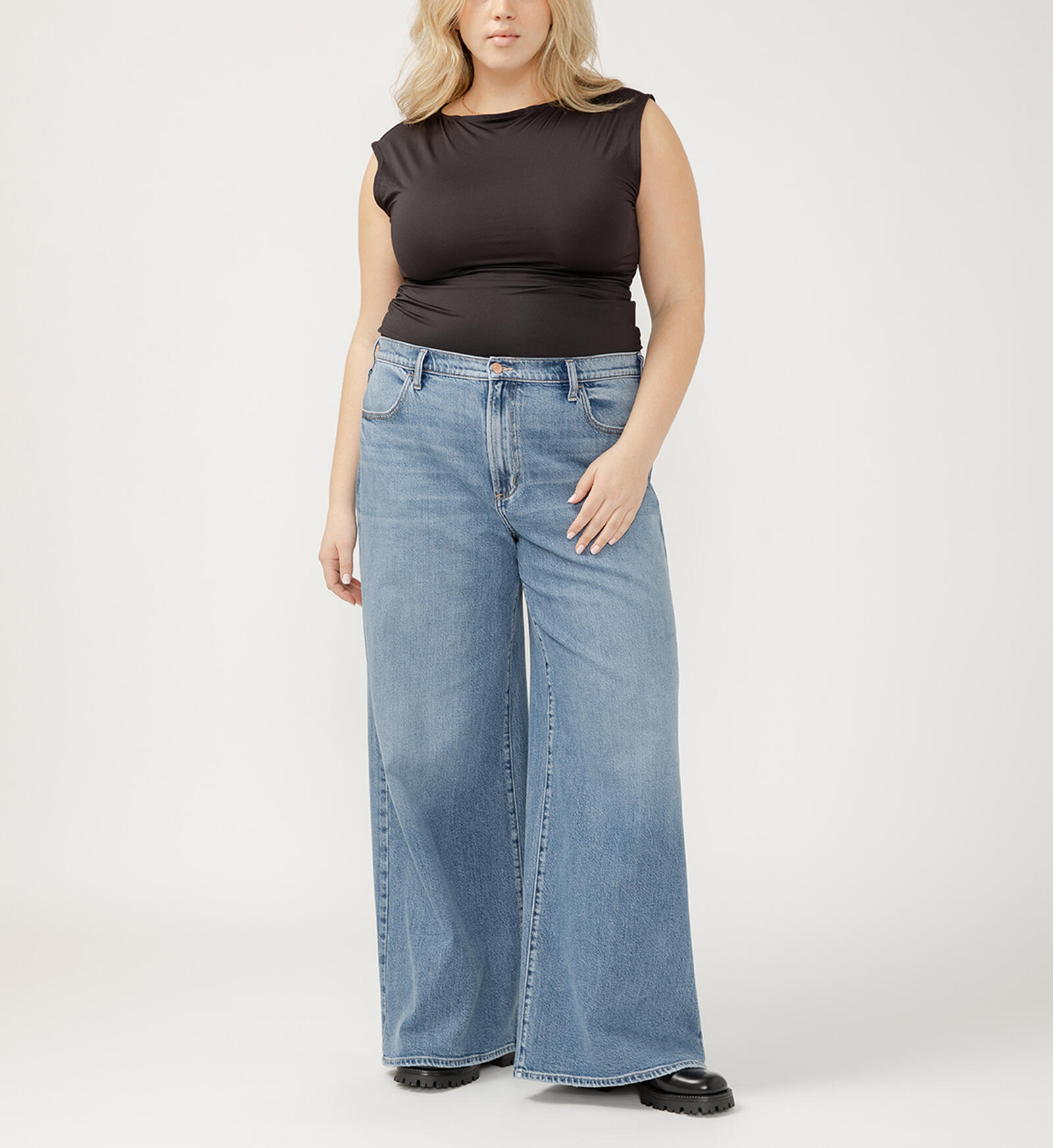 Buy Highly Desirable High Rise Ultra Wide Leg Jeans Plus Size for USD ...