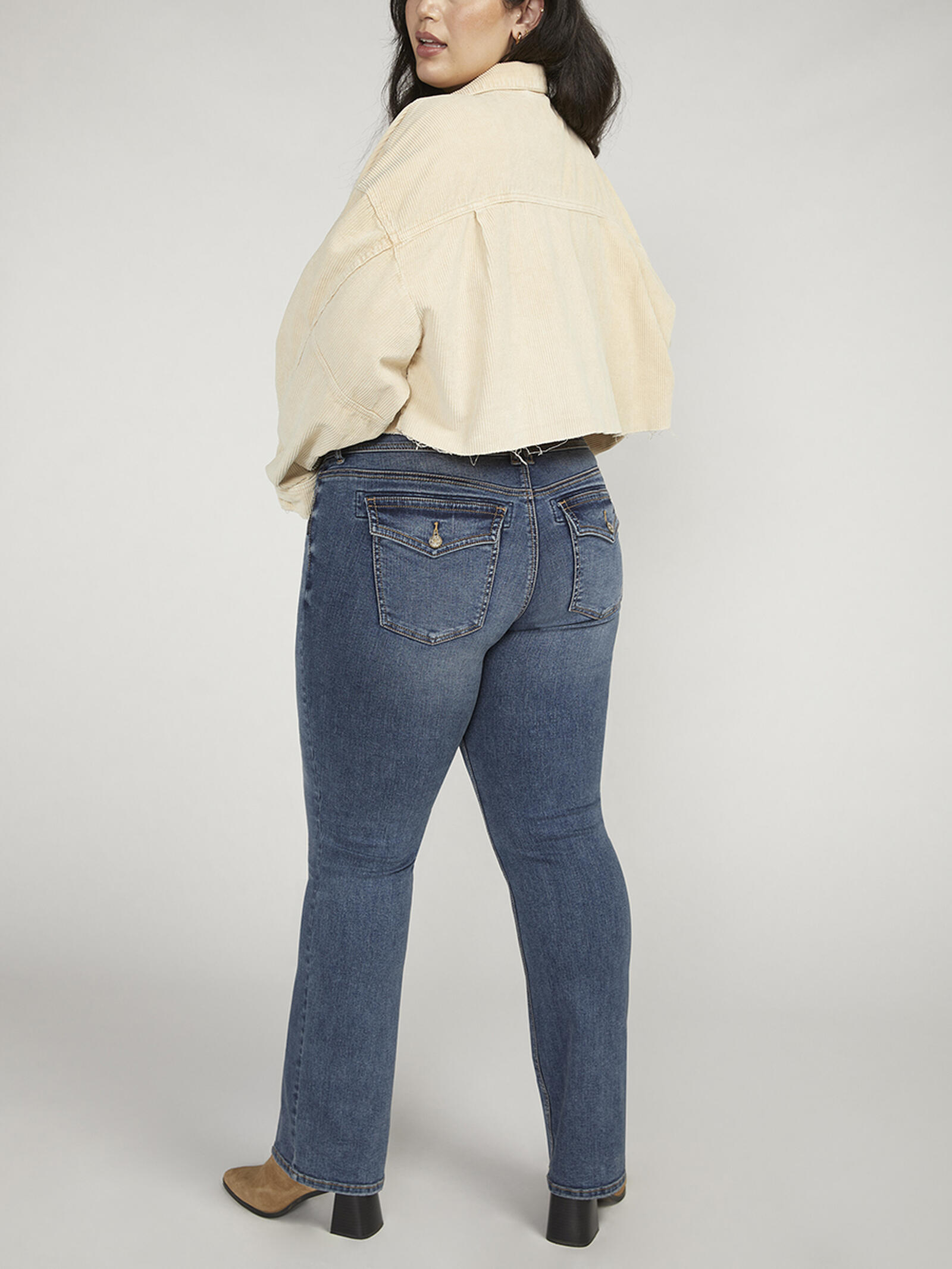 Buy Suki Mid Rise Slim Bootcut Jeans Plus Size for USD 50.00 | Silver ...