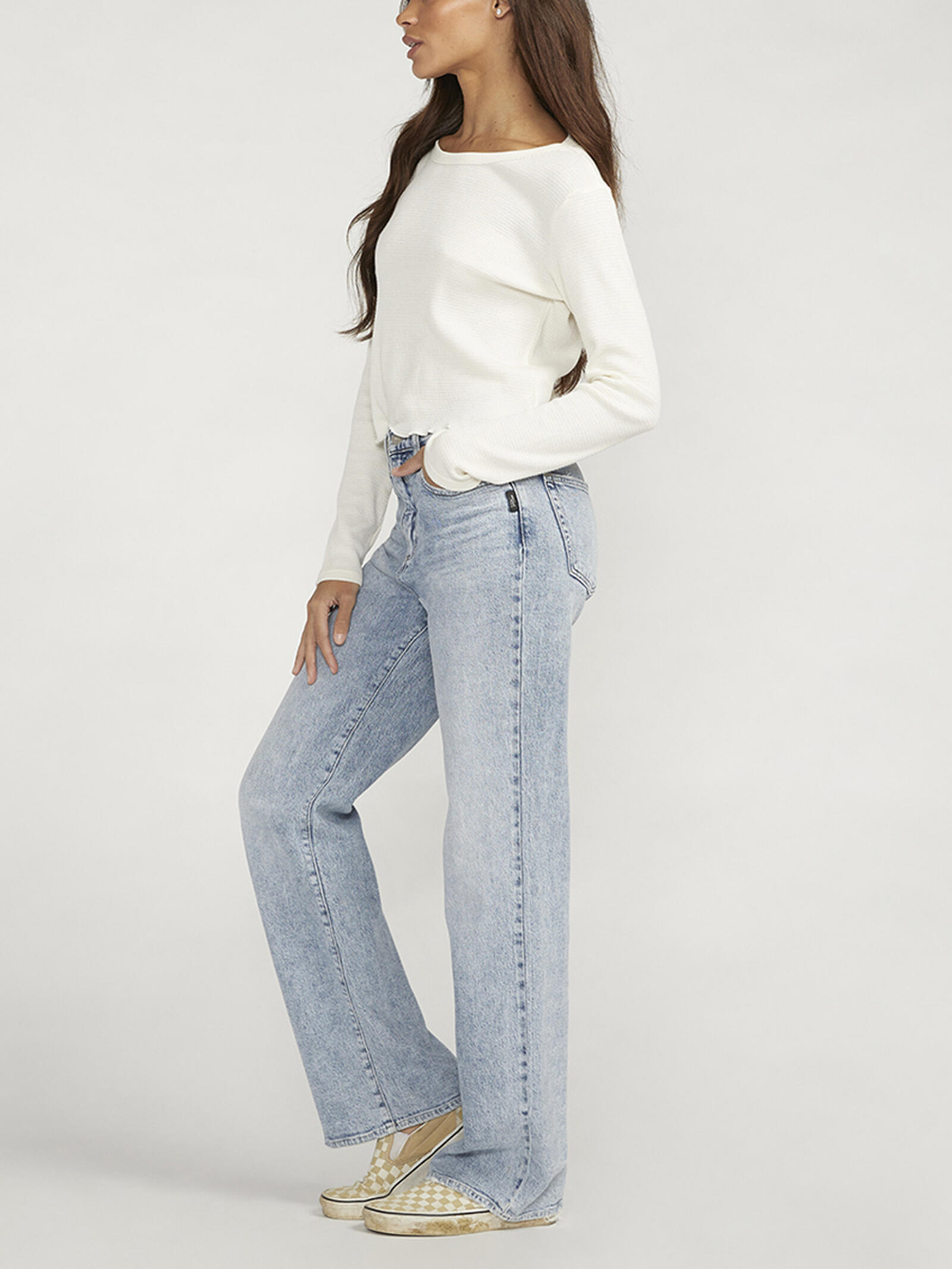 Buy Highly Desirable High Rise Trouser Leg Jeans for USD 33.00 | Silver ...