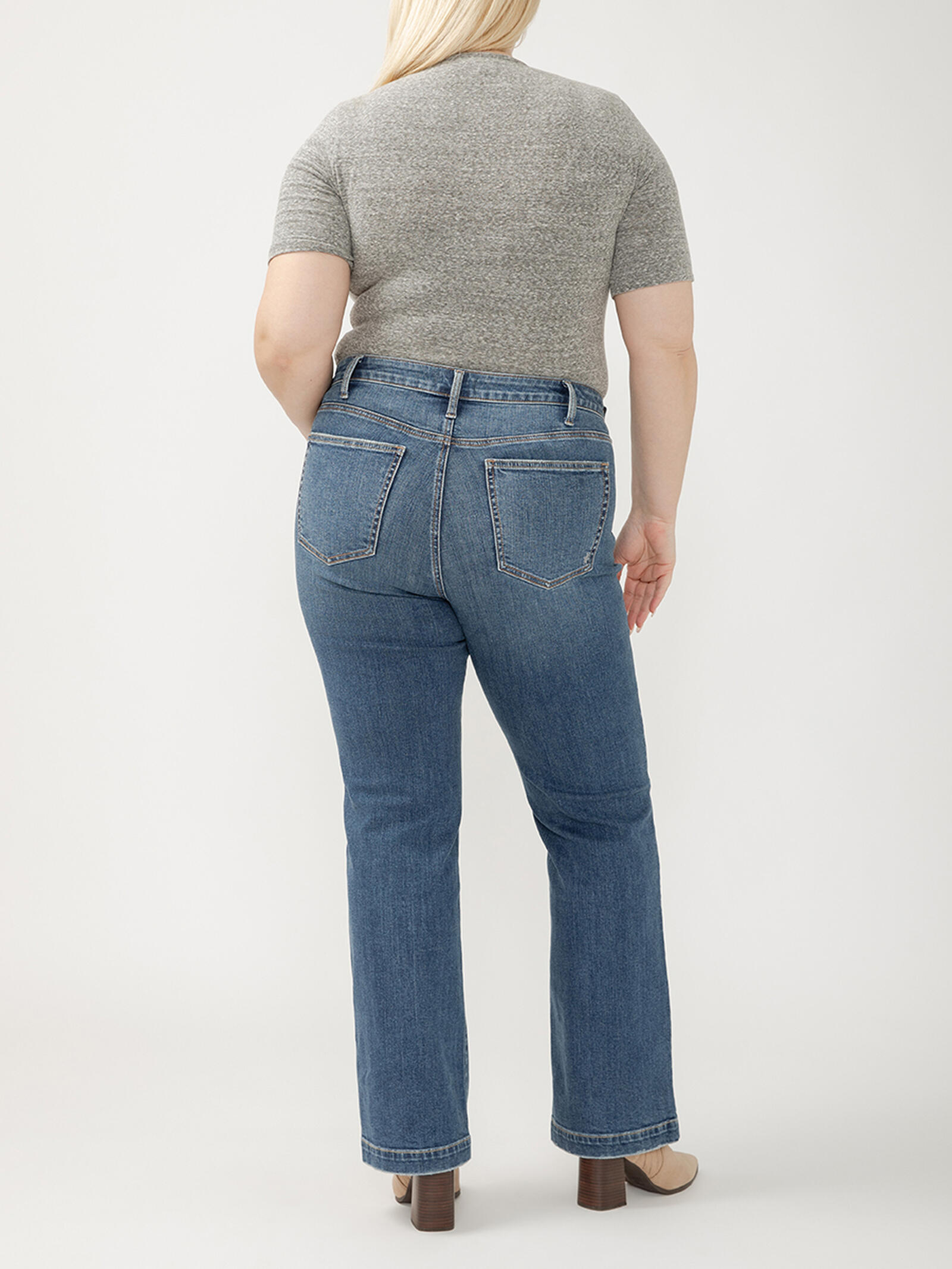 Buy Avery High Rise Trouser Leg Jeans Plus Size for USD 98.00 | Silver ...
