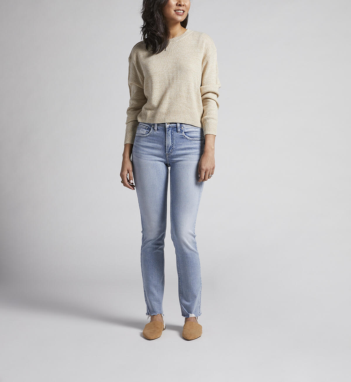 Buy Most Wanted Mid Rise Straight Leg Jeans for USD 84.00 | Silver ...