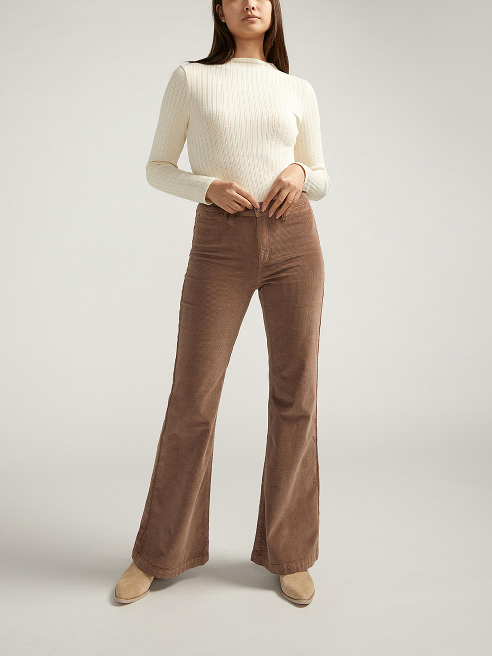Buy Isbister High Rise Flare Leg Corduroy Pant for USD 52.00 | Silver ...