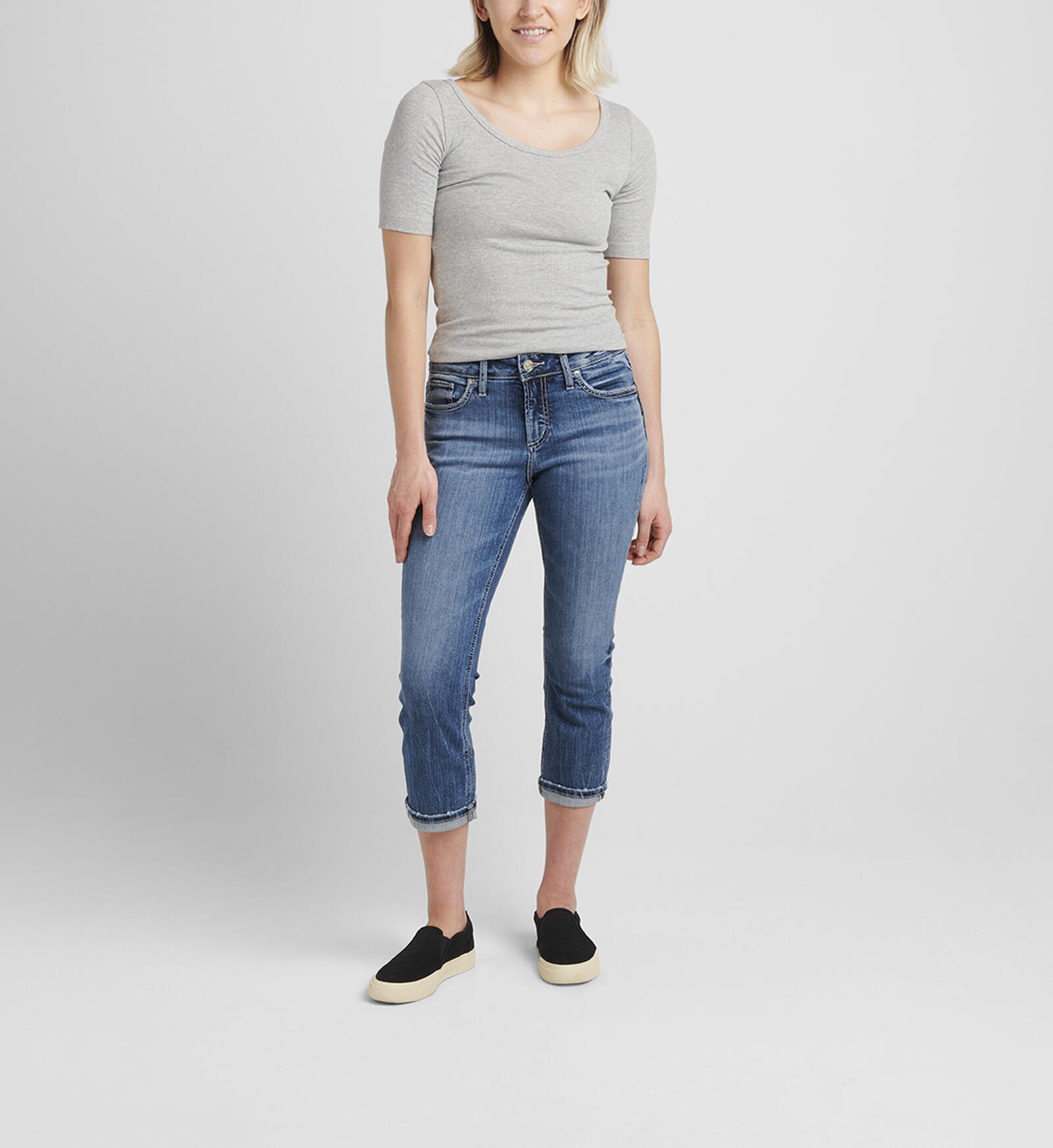 Buy Elyse Mid Rise Capri for USD 78.00 | Silver Jeans US New