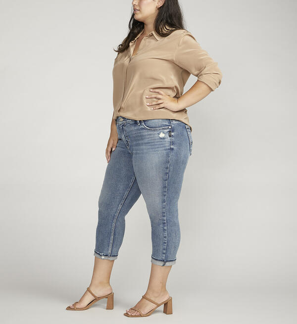 Buy Elyse Mid Rise Capri Plus Size for USD 44.00 | Silver Jeans US New
