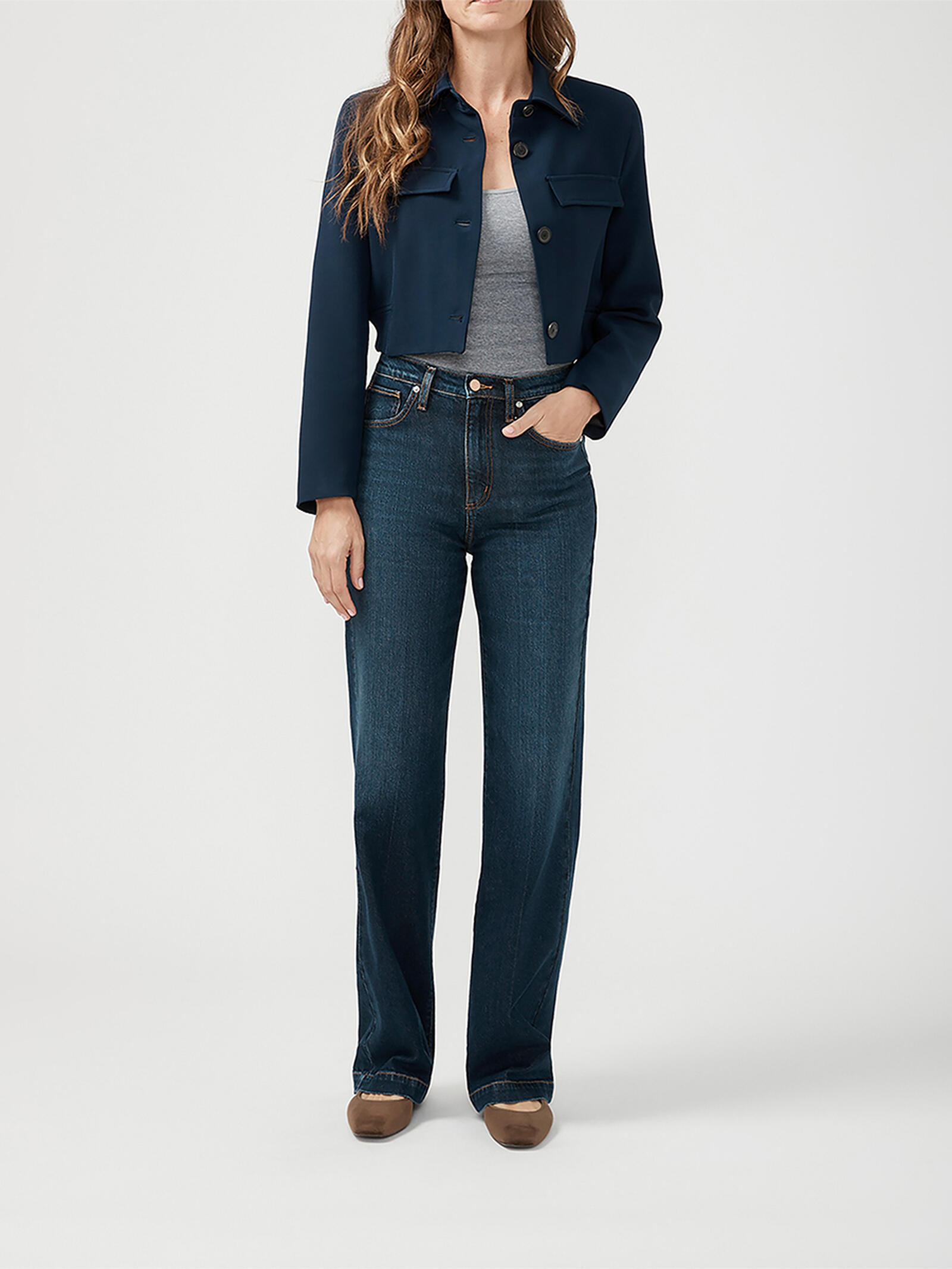 Buy Highly Desirable High Rise Trouser Leg Jeans for USD 84.00 | Silver ...