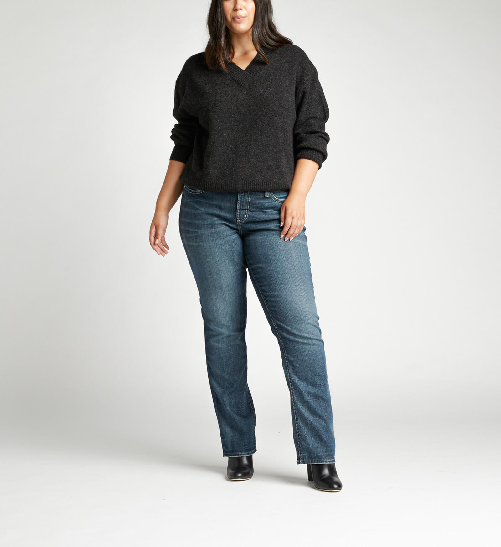 Buy Suki Mid Rise Straight Leg Plus Size Jeans for USD 89.00 | Silver ...