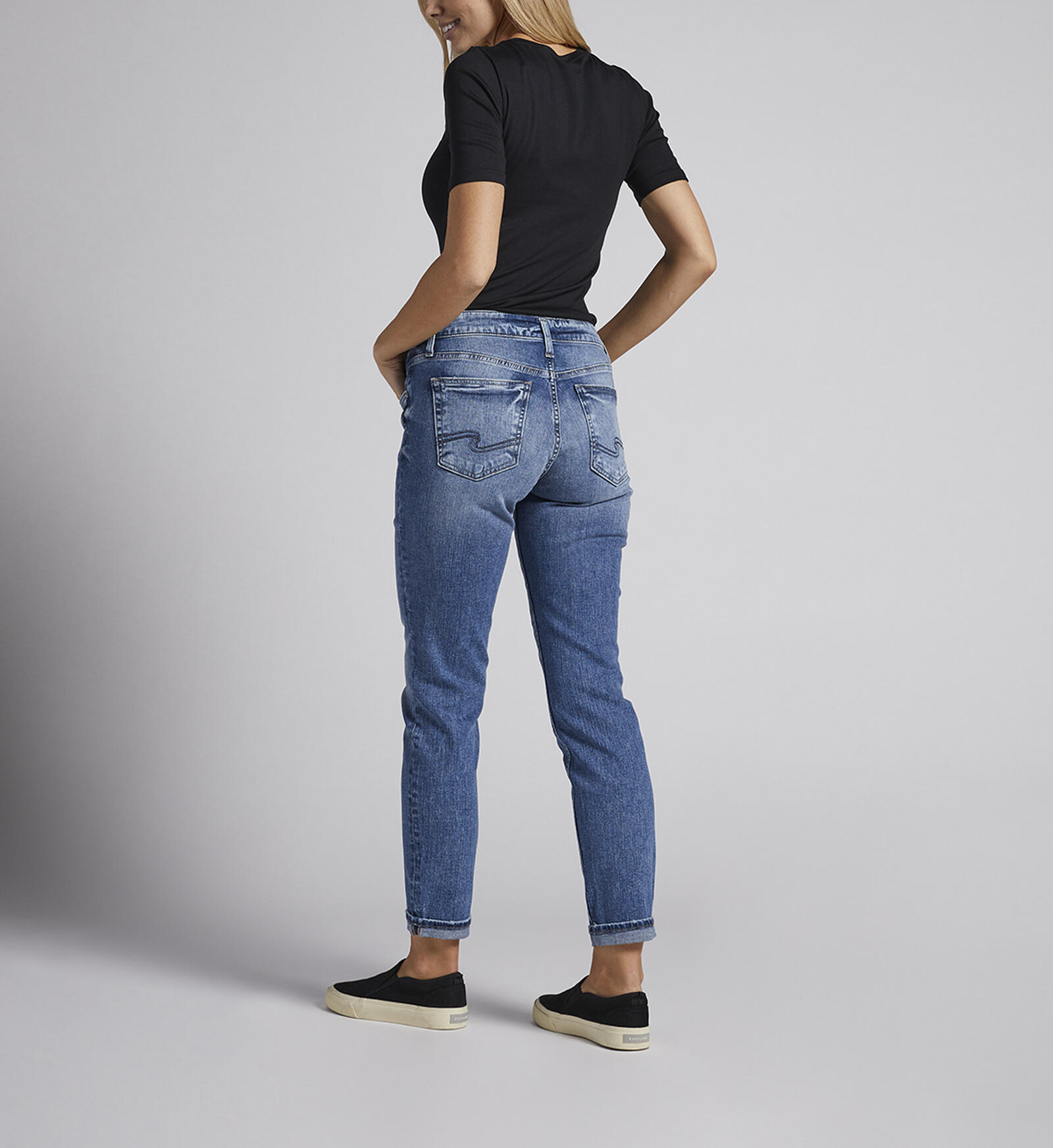 Buy Boyfriend Mid Rise Slim Leg Jeans for USD 84.00 | Silver Jeans US New