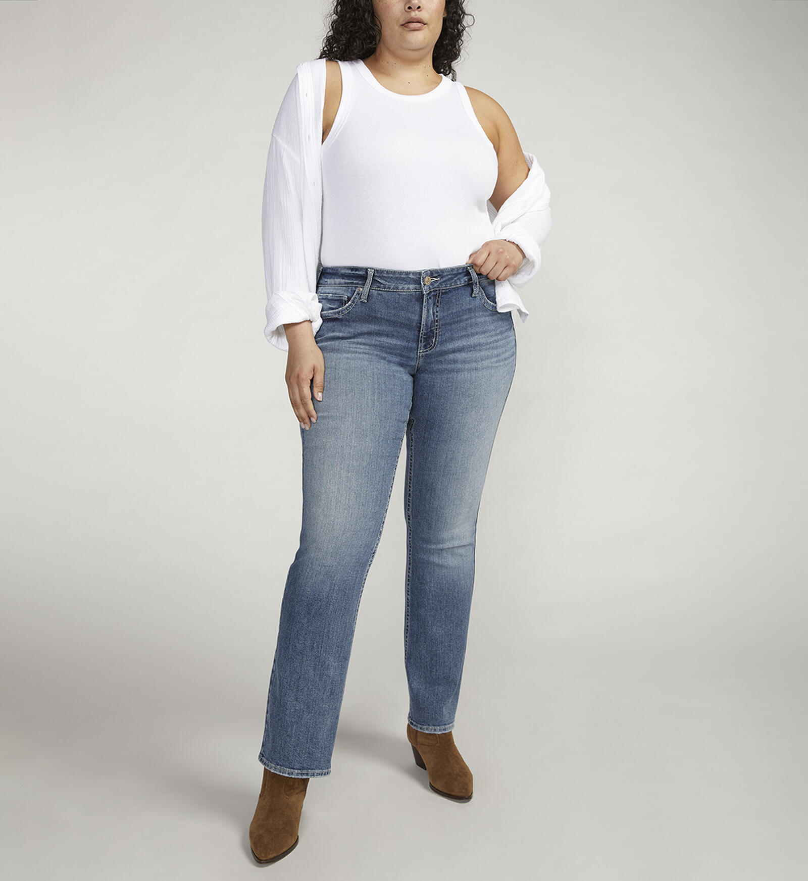 Buy Britt Low Rise Slim Bootcut Jeans Plus Size For Usd 37 00 Silver