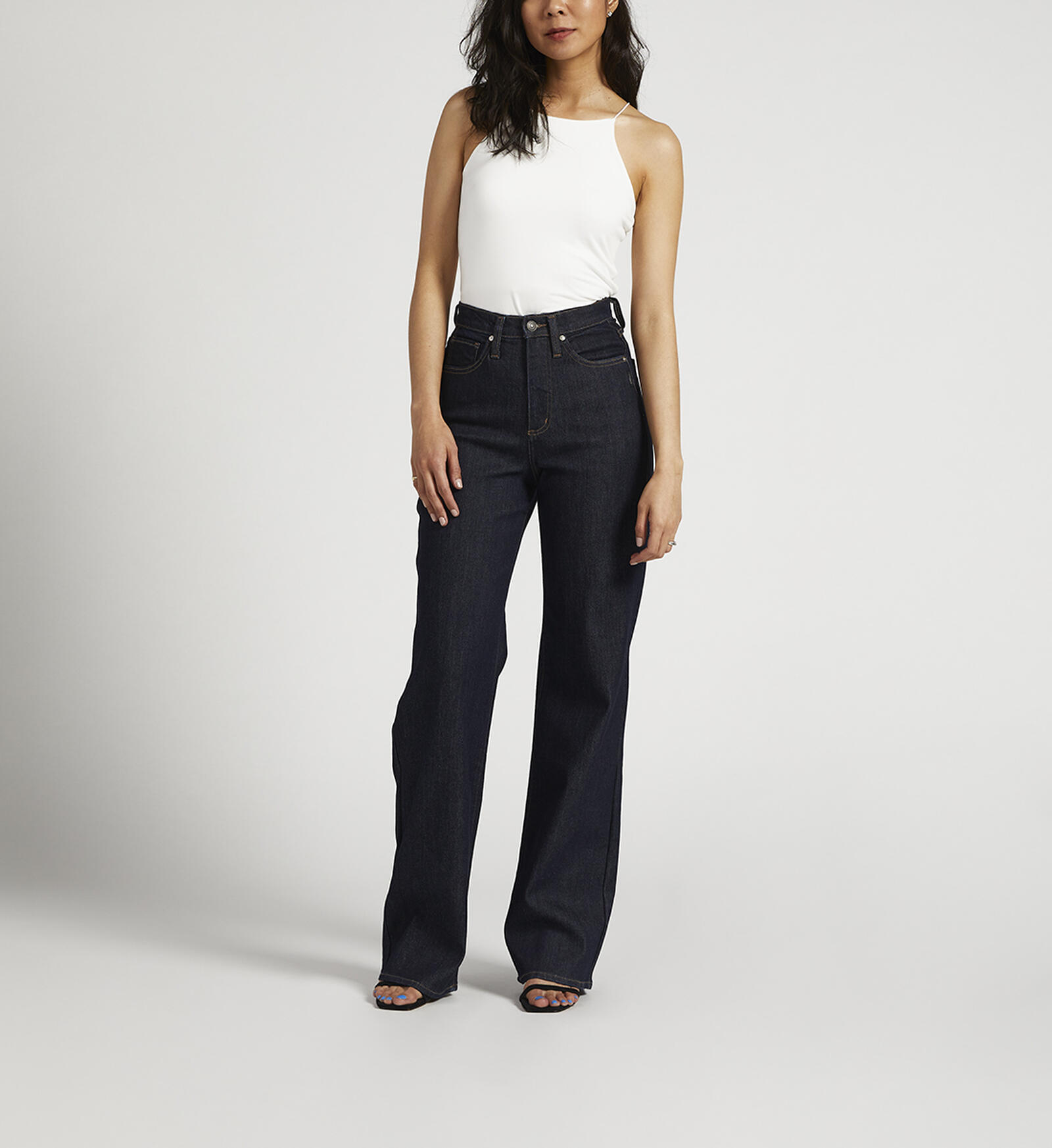 Buy Highly Desirable High Rise Trouser Leg Jeans for USD 84.00 | Silver ...