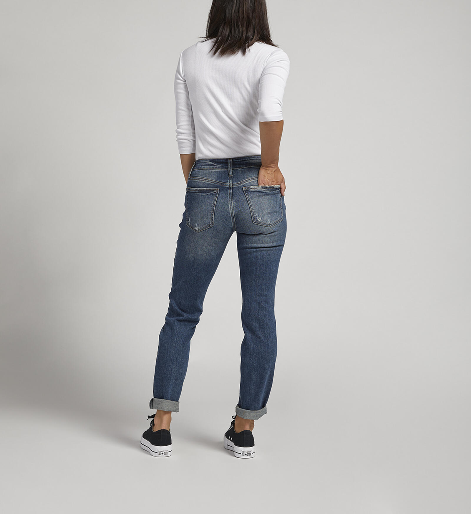 Buy Boyfriend Mid Rise Slim Leg Jeans for USD 37.00 | Silver Jeans US New