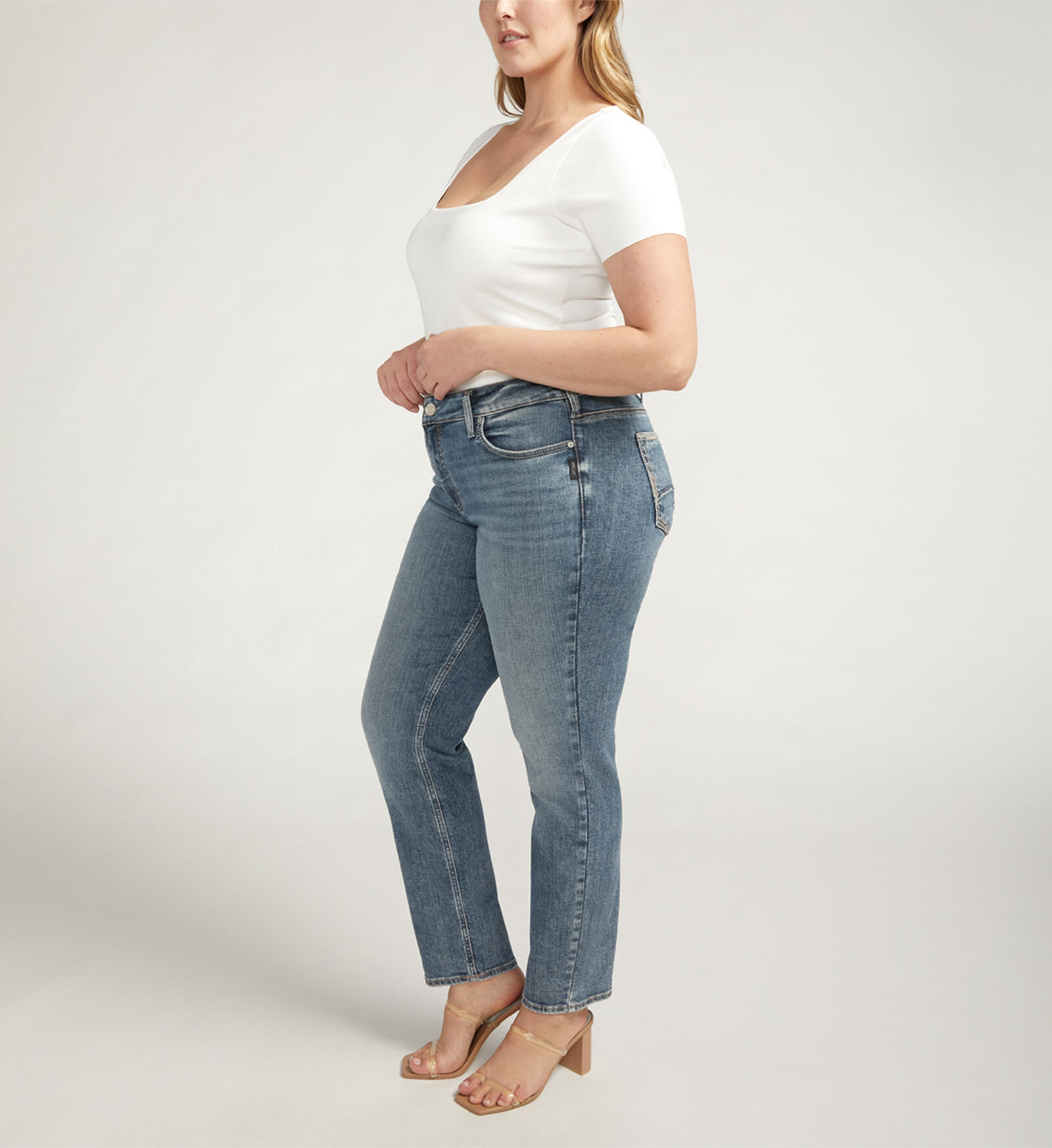 Buy Suki Mid Rise Straight Leg Jeans Plus Size for USD 42.00 | Silver ...
