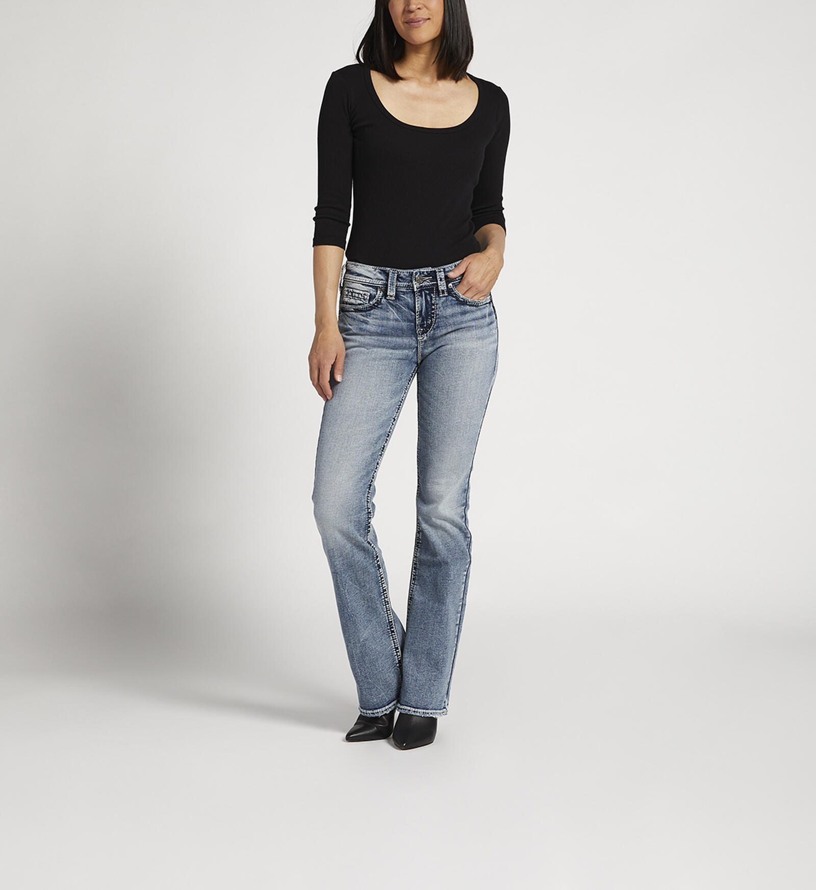 Buy Suki Mid Rise Bootcut Jeans for USD 88.00 | Silver Jeans US New